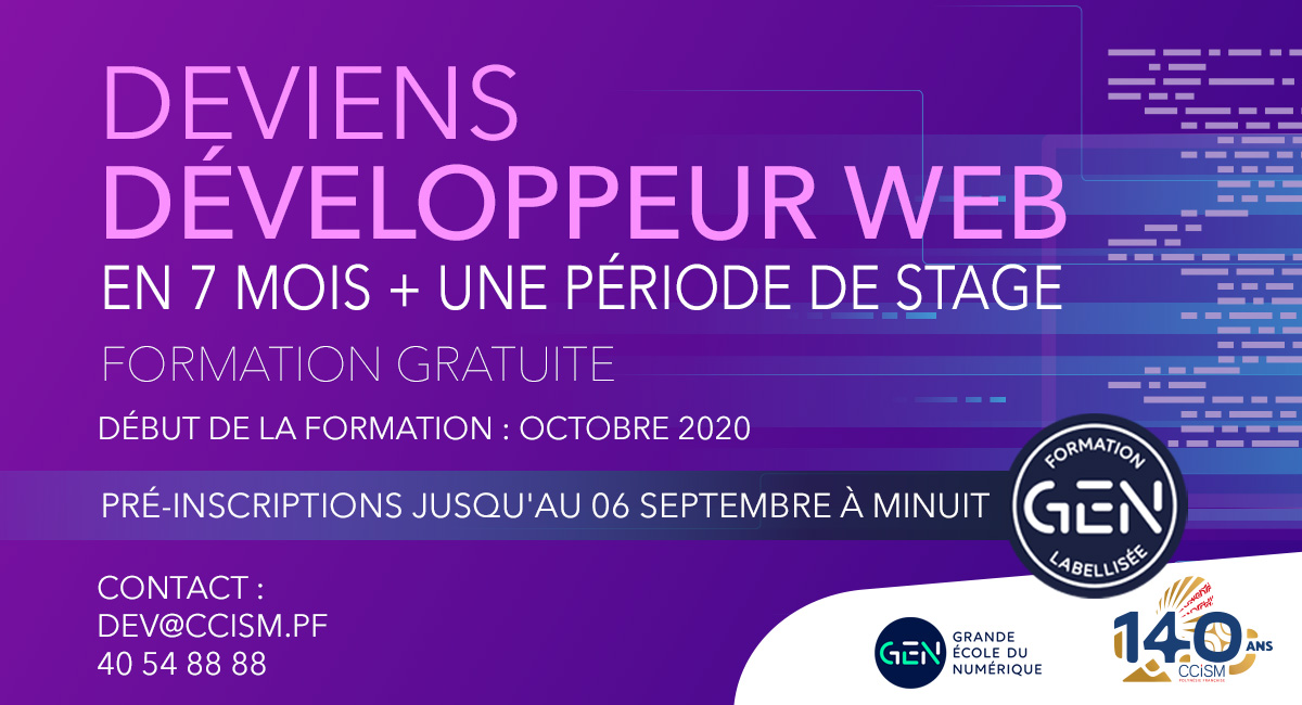 Pré-inscrivez-vous et candidatez pour devenir Développeur Web ! | CCISM