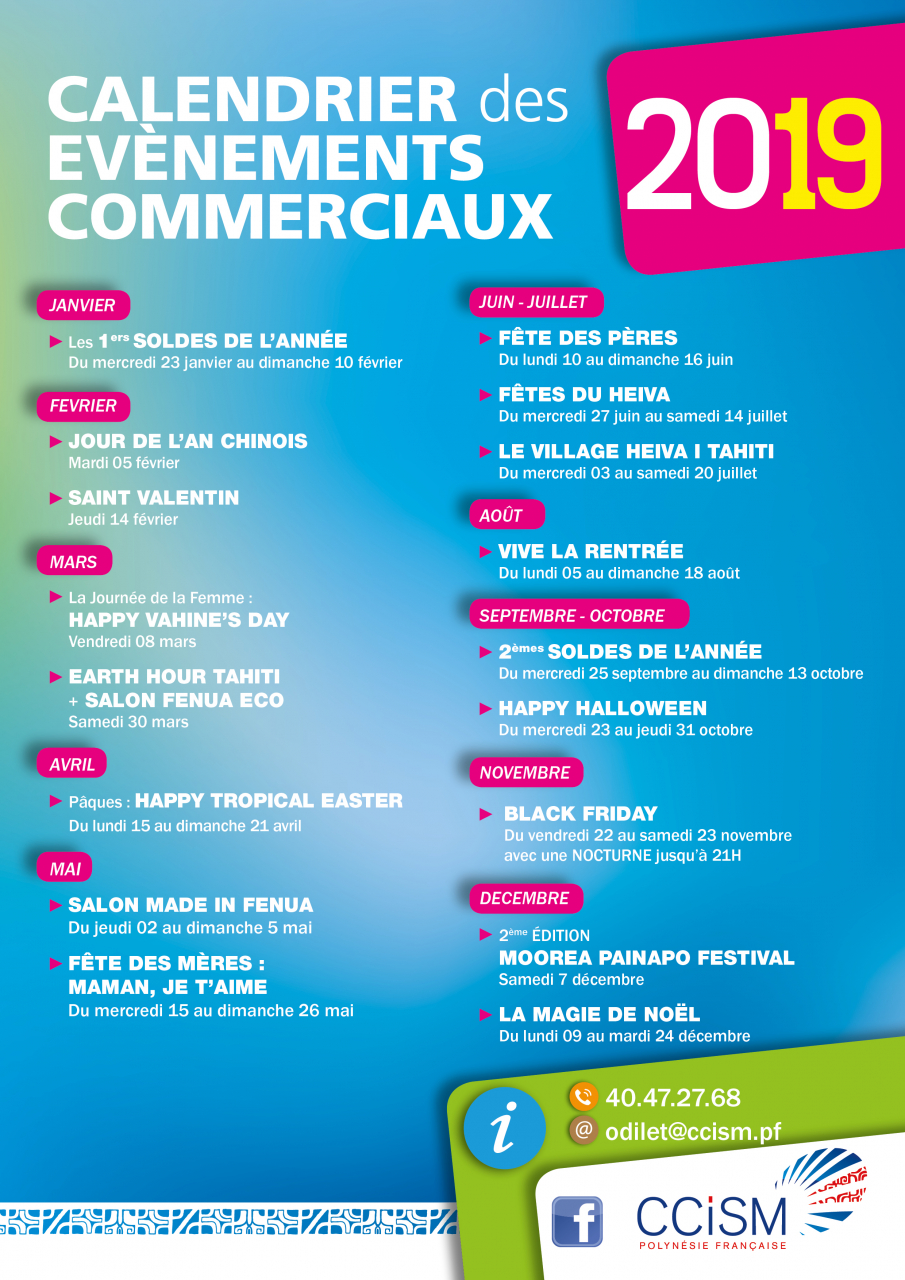Le calendrier des événements commerciaux 2019 est disponible | CCISM